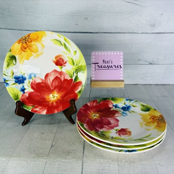 Pier 1 | Dining | Pier Amelia Red Orange Blue Floral Rim Ironstone ...